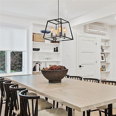 Defong 4 Light Pendant Lighting, Industrial Ceiling Light Black Lantern ...