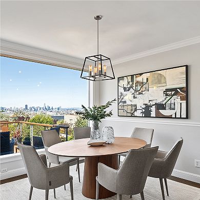 Defong 4 Light Pendant Lighting, Industrial Ceiling Light Black Lantern ...