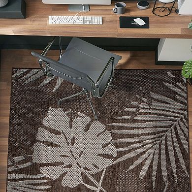 World Rug Gallery Contemporary Tropical Leaves Indoor/Outdoor ...
