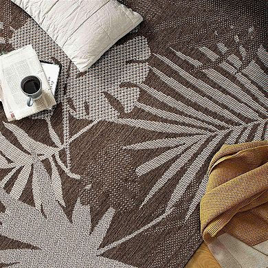 World Rug Gallery Contemporary Tropical Leaves Indoor/Outdoor ...