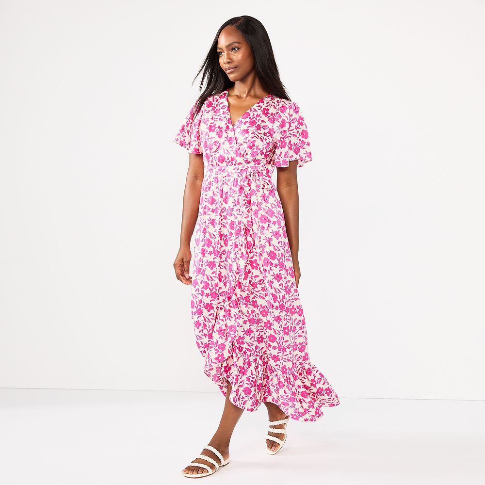 Women's DRAPER JAMES RSVP™ Flutter Sleeve Wrap Maxi Dress