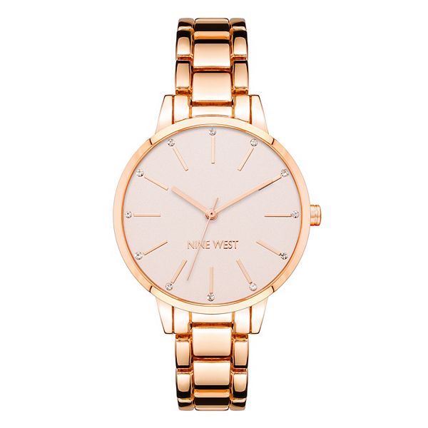 Nine West Women's Gold-Tone Bracelet Watch with Crystal Accents