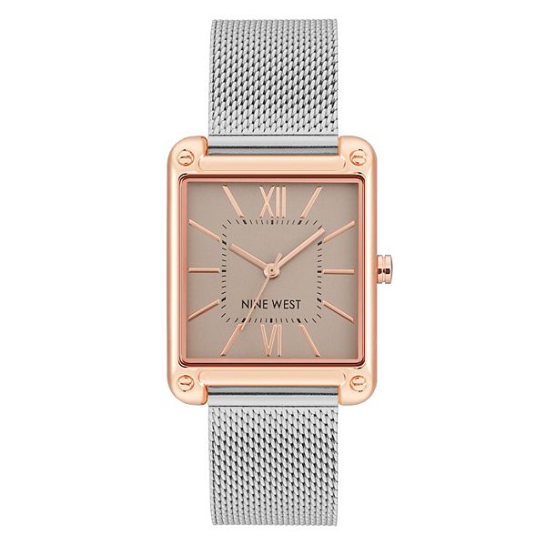 Nine West Women's Two Tone Rectangle Dial Dress Watch