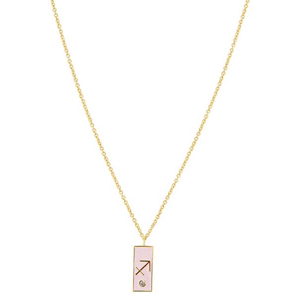 LC Lauren Conrad Gold Tone Crystal Sagittarius Enamel Rectangular Pendant Necklace