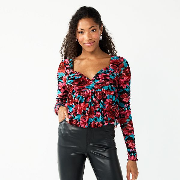 Juniors' SO® Cropped Ruched Top