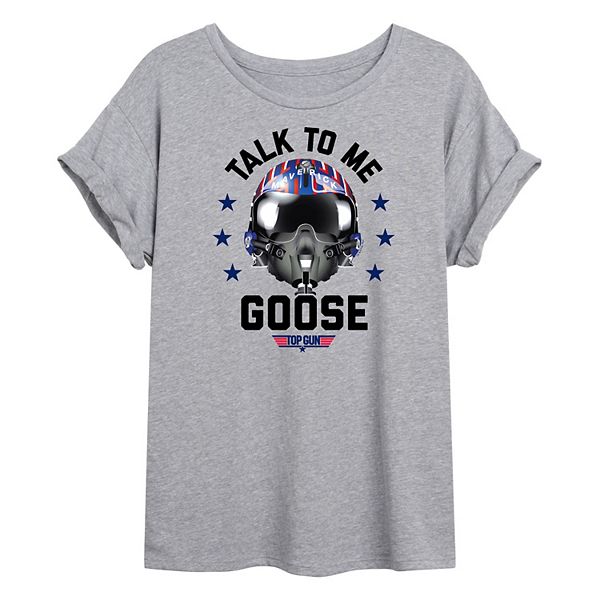 Juniors' Top Gun "Talk To Me Goose" Pilot Helmet Oversized Graphic Tee
