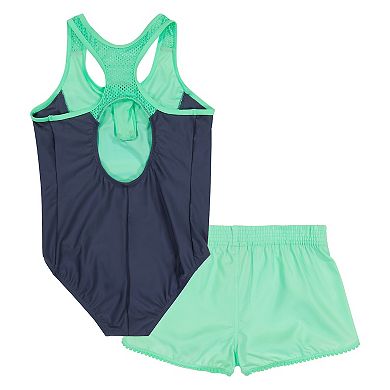 Girls 7-16 ZeroXposur Mesh Zip Swimsuit with Shorts in Regular & Plus