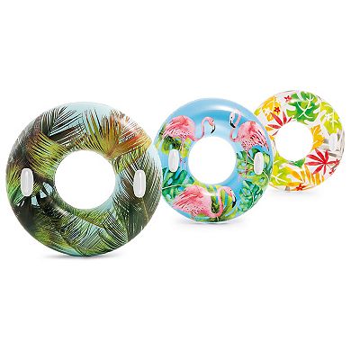 Intex 58263EP Groovy Color Inflatable Tropical Flower Transparent Tube Raft