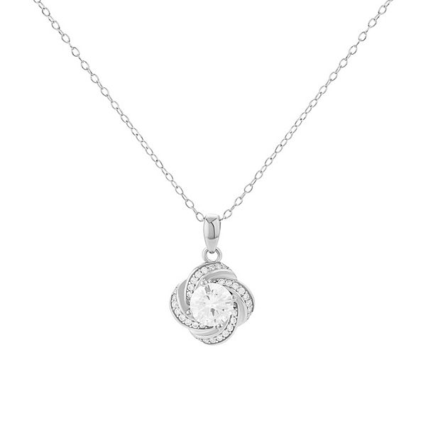 PRIMROSE Sterling Silver Cubic Zirconia Love Knot Pendant Necklace
