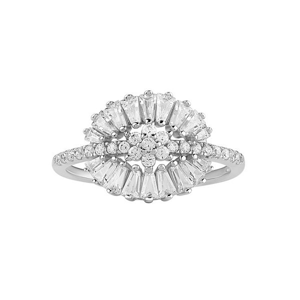 PRIMROSE Sterling Silver Cubic Zirconia Flower Ring