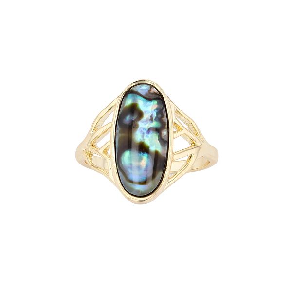 City Luxe Brass & Abalone Large Oval Ring