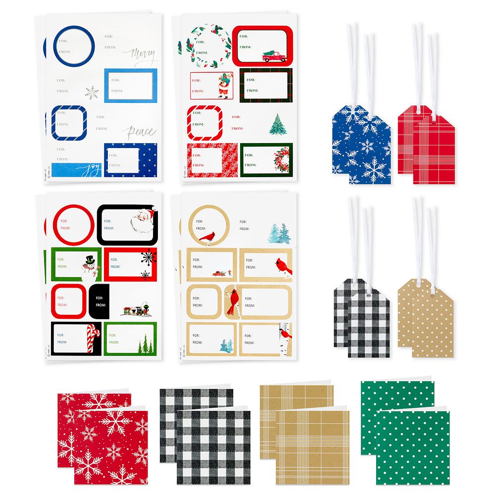 Hallmark Christmas Gift Tags with Ribbon, Sticker Seals & Mini Notecards
