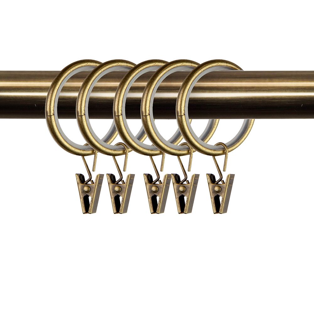 Rod Desyne 1-1/4" Noise-Canceling Curtain Rings with Clip 10-pack Set