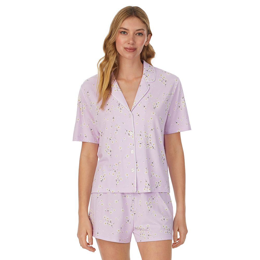 Women's Beauty Sleep Social Short Sleeve Notch Collar Pajama Shirt and ...