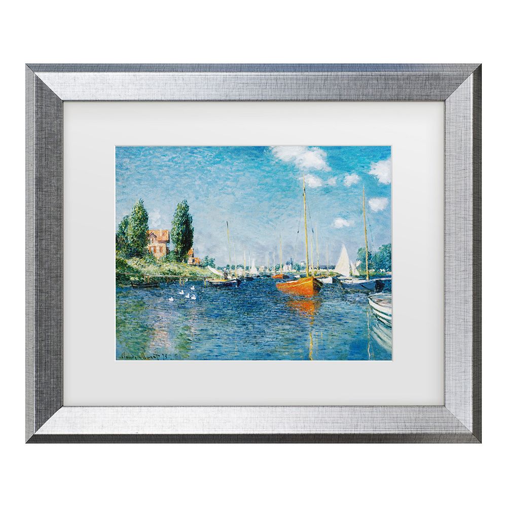 Trademark Fine Art Claude Monet Red Boats at Argenteuil Matted Framed Art