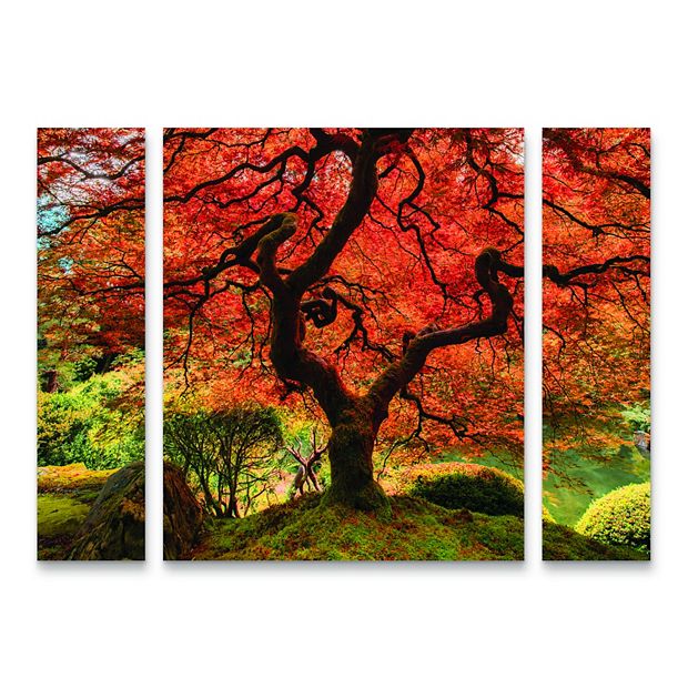 Three Canvas Tree Paintings Heavy Texture Art, 3 Piece Abstract Art,