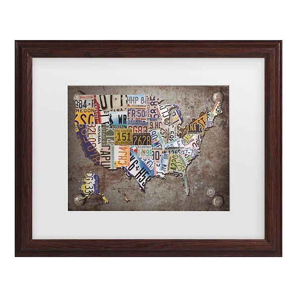 Masters Fine Art USA License Plate Map Framed Wall Art