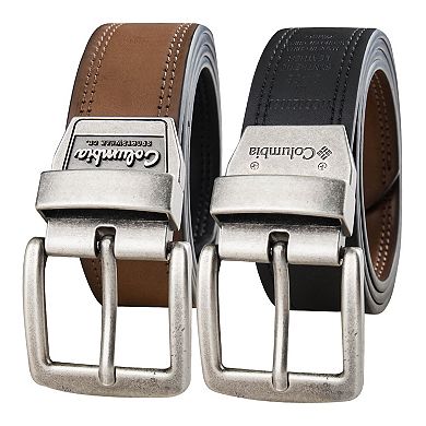 Men's Columbia Two-in-One Reversible Casual Belt with Double Row Stitching