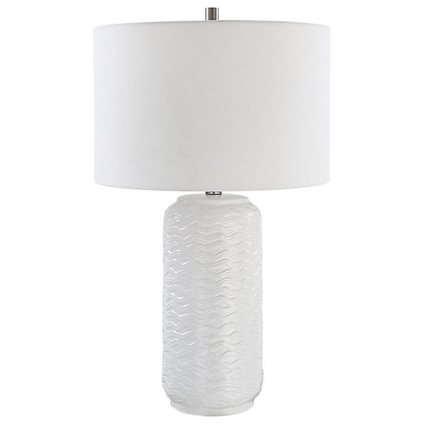 Ceramic Wavy Textured White Table Lamp