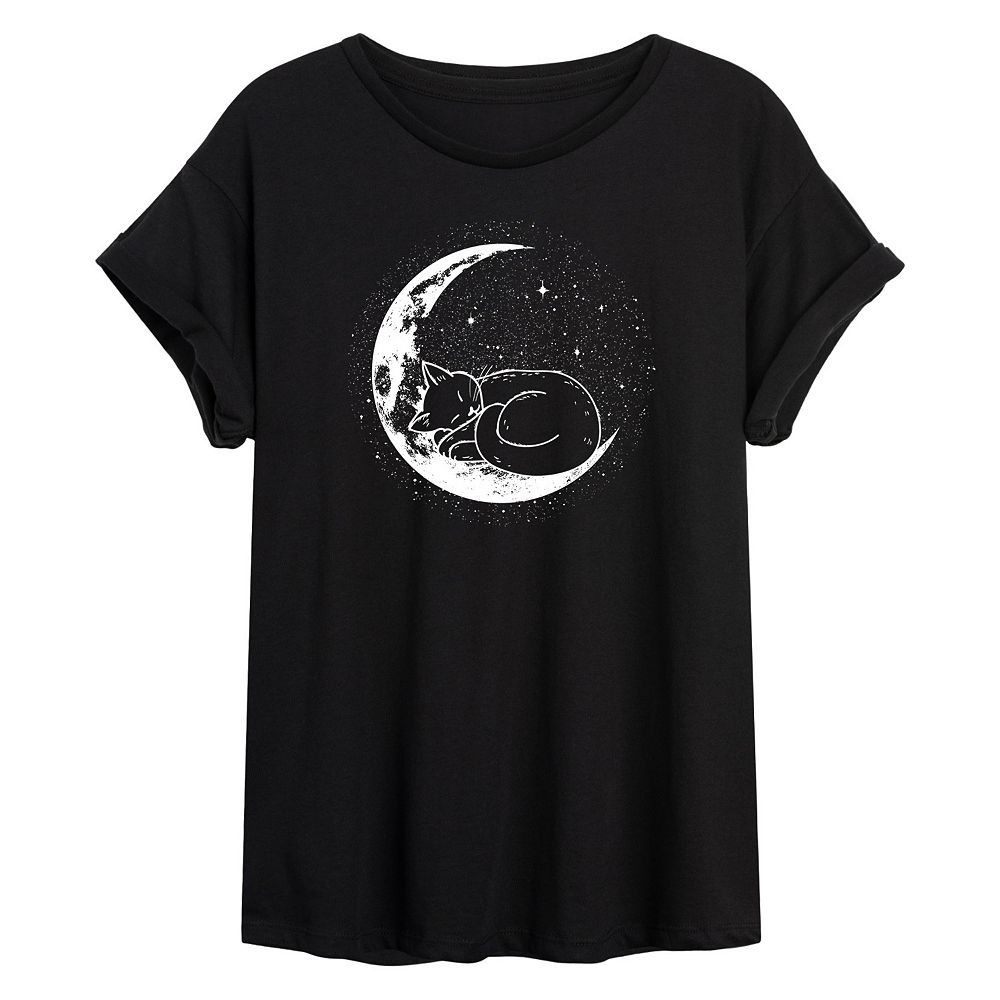 Juniors' Cat Nap Moon Oversized Graphic Tee