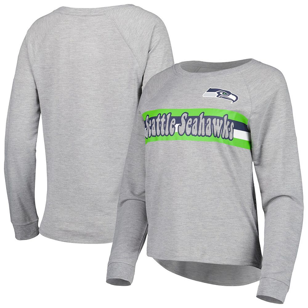 Juniors Heathered Gray Seattle Seahawks All Striped Up Raglan Long ...