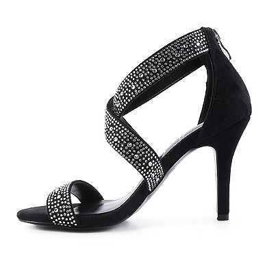 London Rag Queen Bee Women's Rhinestone High Heel Dress Sandals