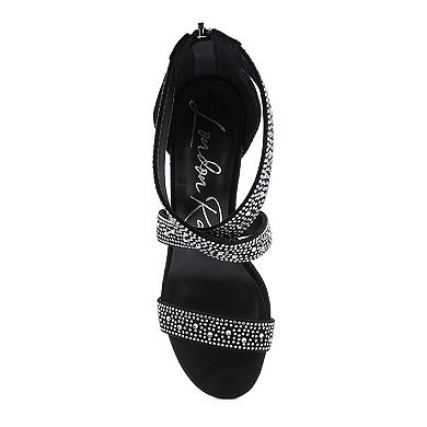London Rag Queen Bee Women's Rhinestone High Heel Dress Sandals