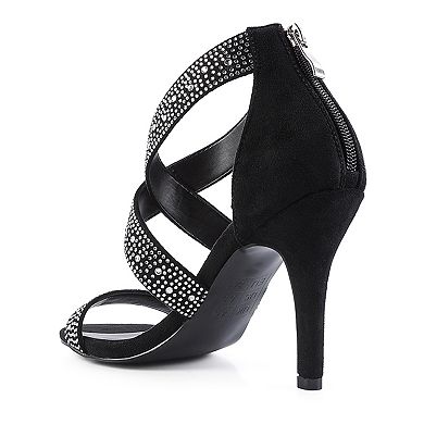 London Rag Queen Bee Women's Rhinestone High Heel Dress Sandals