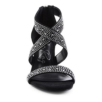 London Rag Queen Bee Women's Rhinestone High Heel Dress Sandals