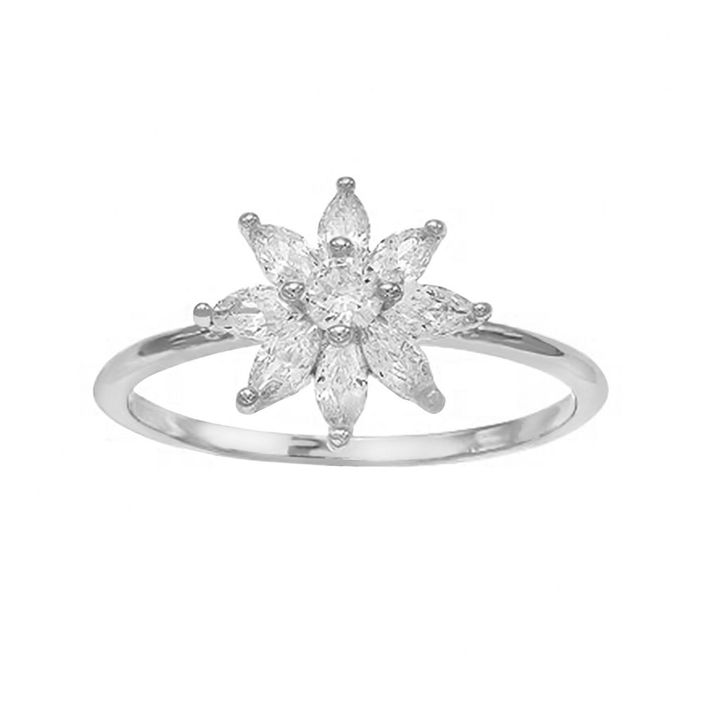LC Lauren Conrad Silver Tone Crystal Flower Burst Nickel Free Ring