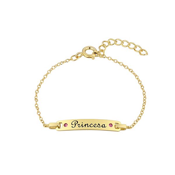 Charming Girl Kids 14k Gold Over Silver "Princesa" Cubic Zirconia ID ...