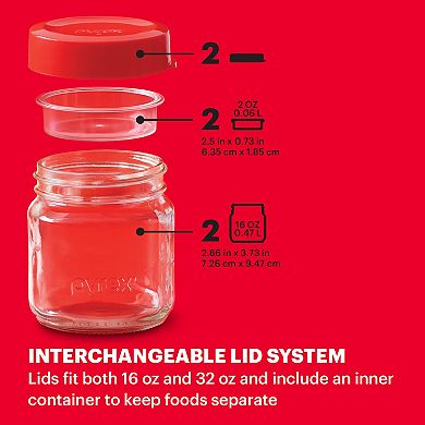 Pyrex Beyond Jars 16-oz. Glass Snack Jar Set