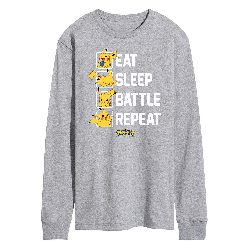 Men's Pokémon Eat Sleep Battle Repeat Long Sleeve Tee