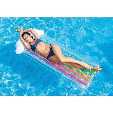 Intex Rainbow Cloud Mat Inflatable Floating Swimming Pool Lounger with Headrest