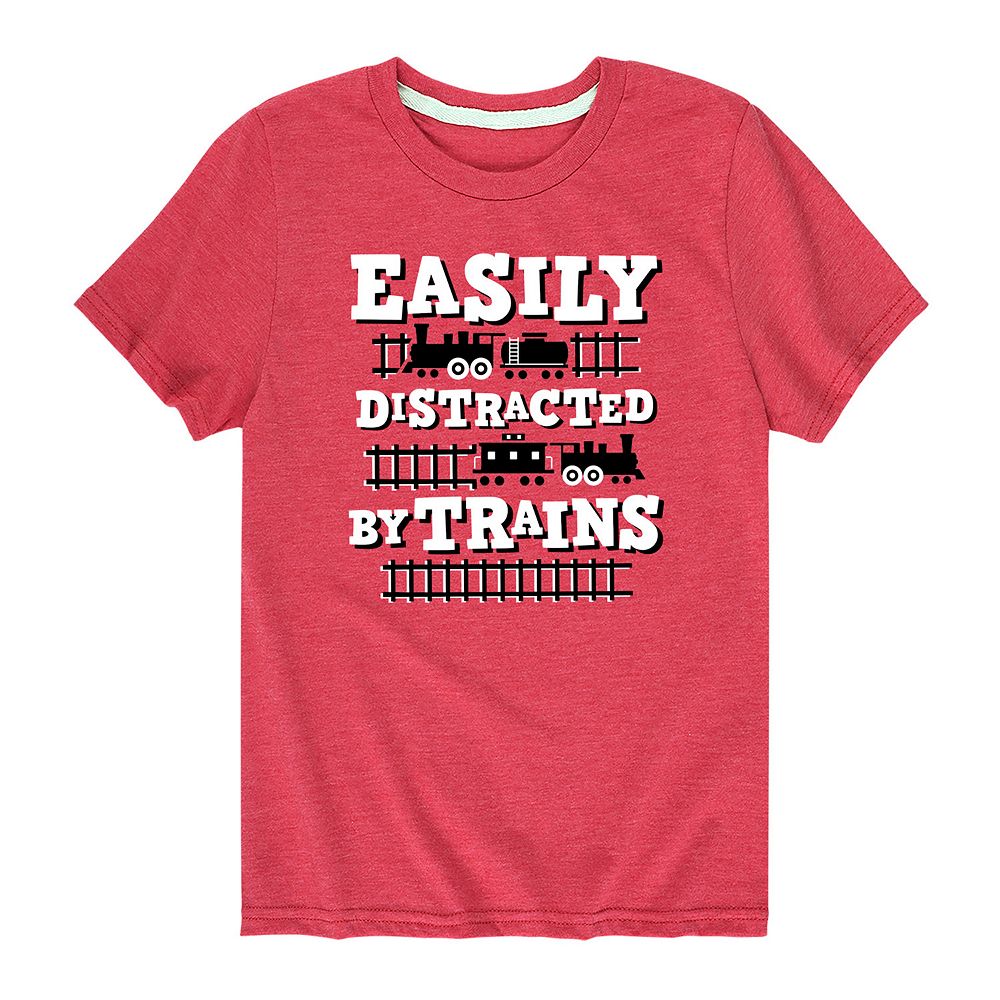 Boys 8-20 "Easily Distracted By Trains" Graphic Tee