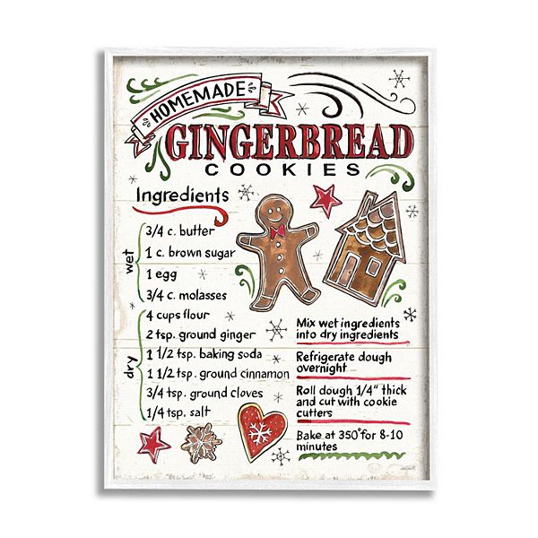 Stupell Home Decor Gingerbread Cookies Recipe Framed Wall Art