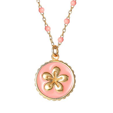 Disney's Mulan 18k Gold Over Silver Enameled Flower Charm Beaded ...