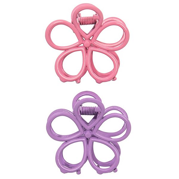 SO® Purple And Pink Metal Flower Claw Clip Set