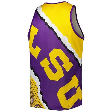Men's Mitchell & Ness Purple/Gold LSU Tigers Jumbotron 2.0 Sublimated ...