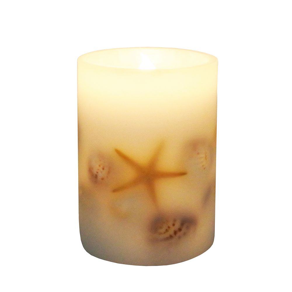 Everyday Decor Seashell LED Short Pillar Candle