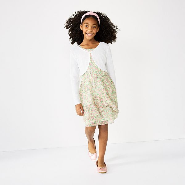 Girls 7-16 & Plus Size Knit Works Ruffle Cardigan Dress & Bolero Set