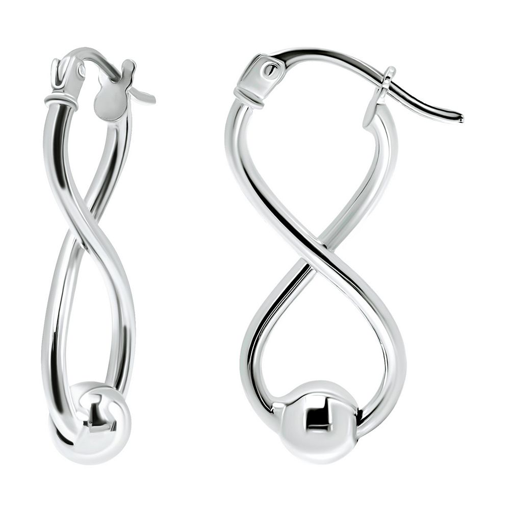 Aleure Precioso Sterling Silver Bead Infinity Earrings