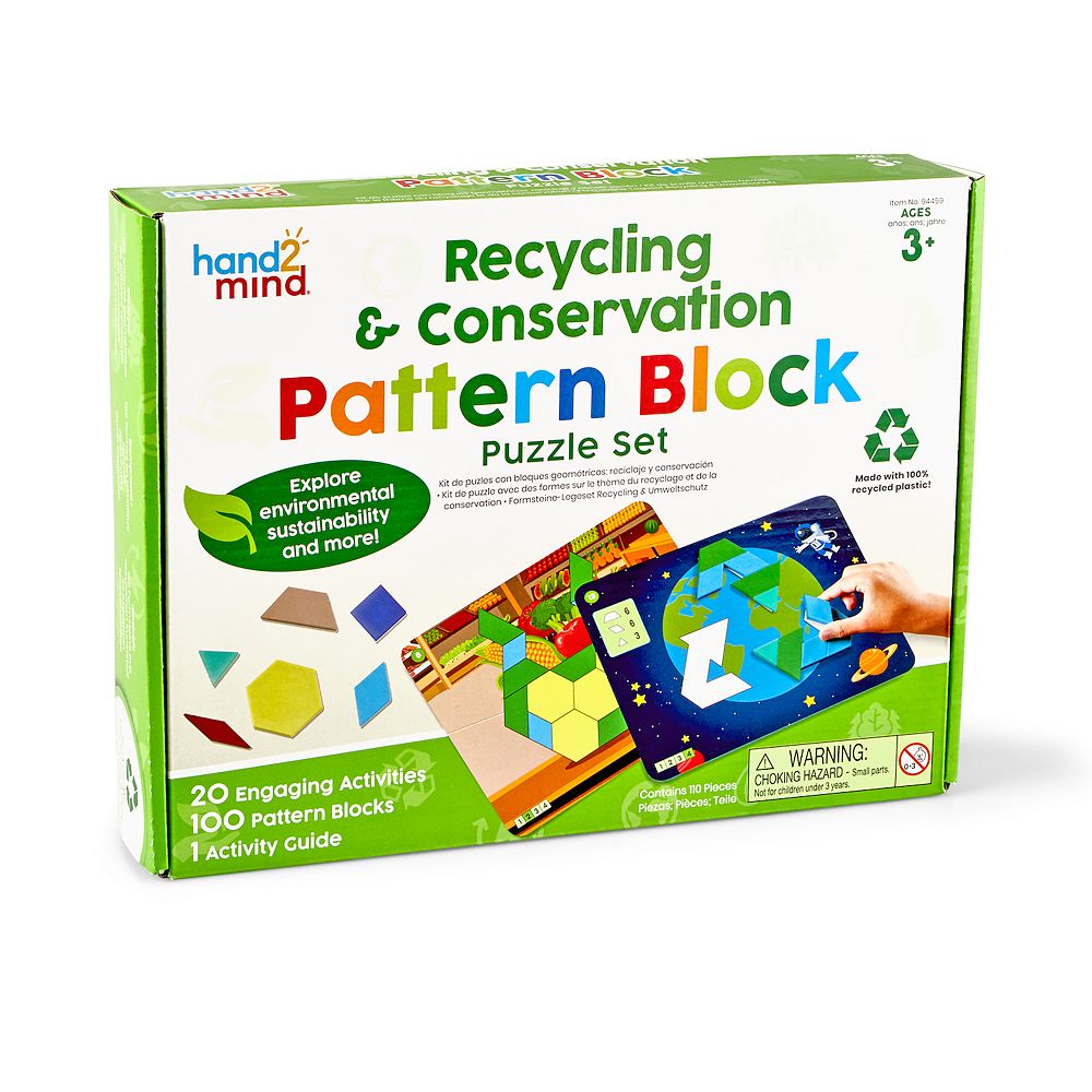 hand2mind Recycling & Conservation Pattern Block Puzzle Set