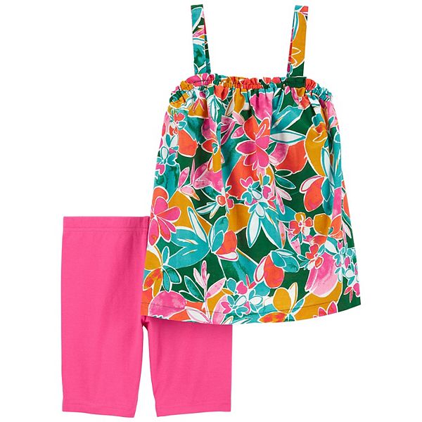 Girls 4-8 Carter's Floral Ruffle Tank Top & Bike Shorts Set