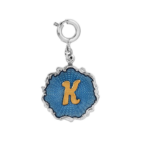 1928 Blue Enamel Initial Charm