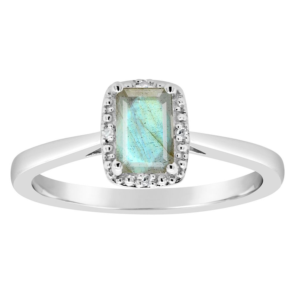 Celebration Gems Sterling Silver 6 mm x 4 mm Emerald Cut Labradorite ...