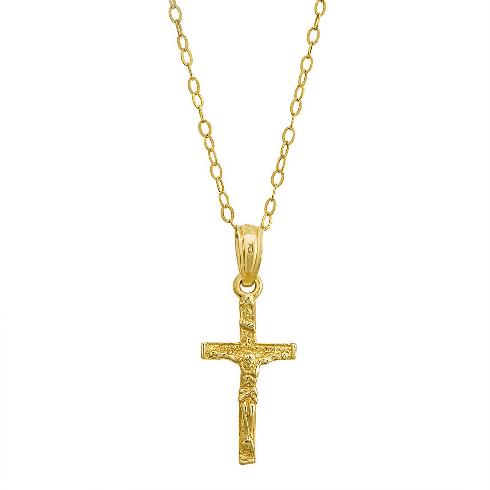 Charming Girl Kids 14k Gold Crucifix Necklace