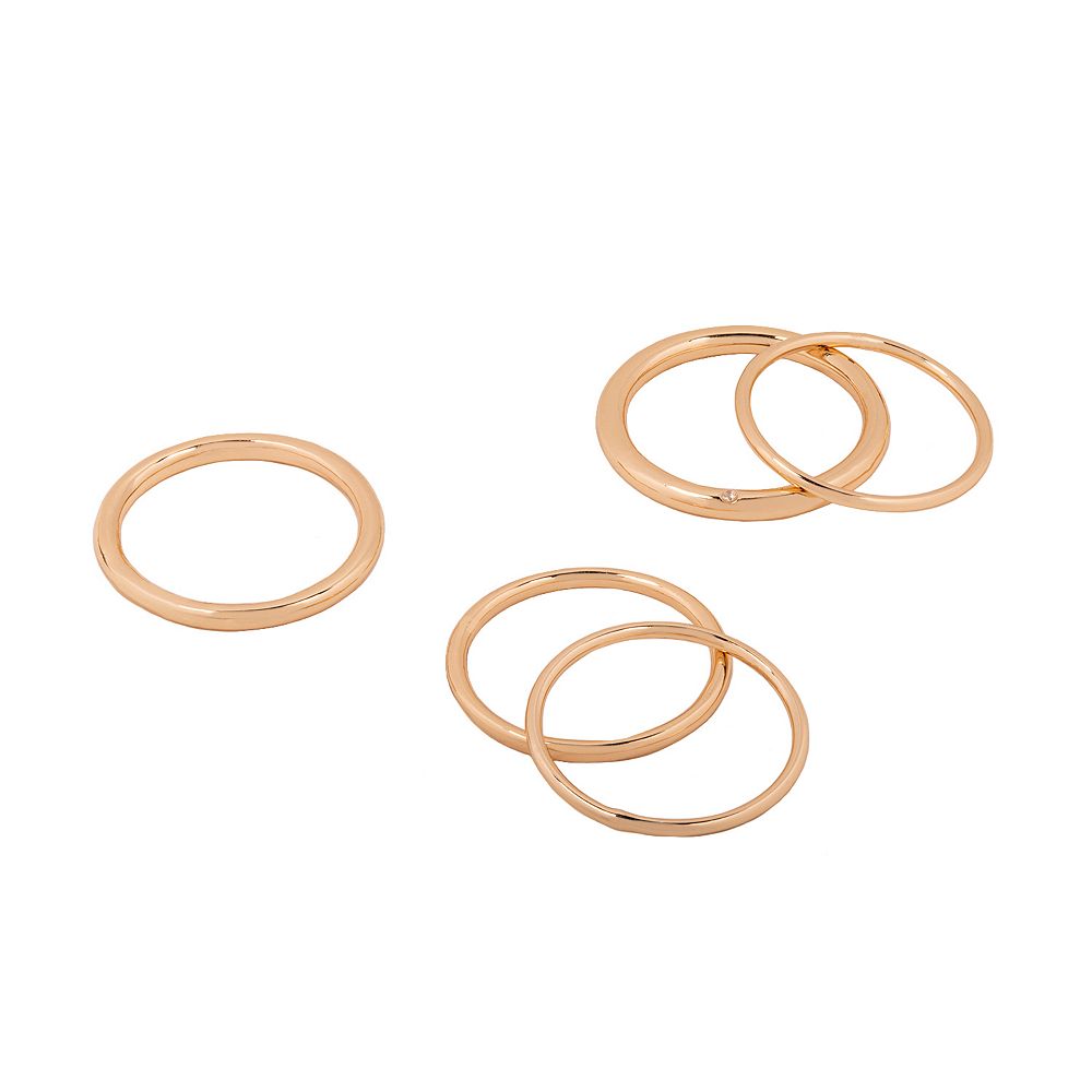 LC Lauren Conrad Gold Tone Clean Metal Nickel Free Ring Set