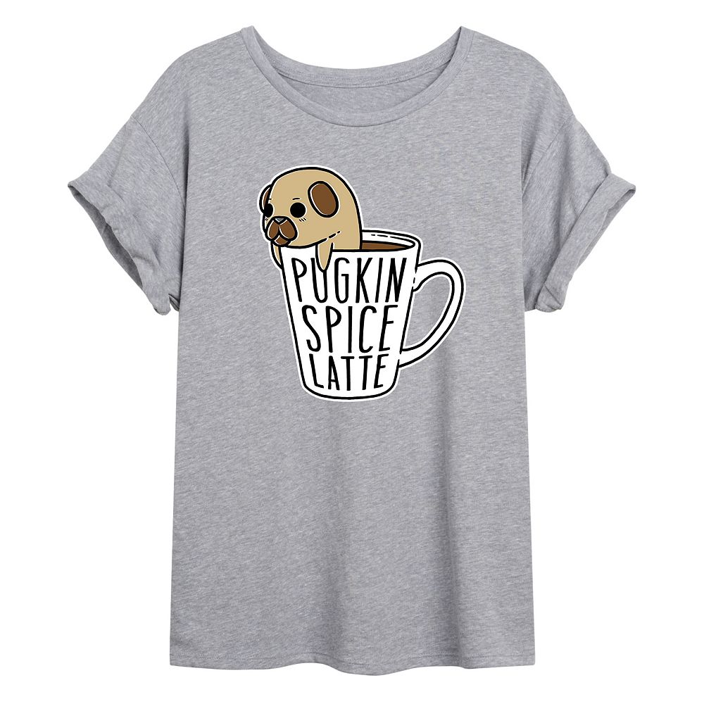 Juniors' Pugkin Spice Latte Oversized Graphic Tee
