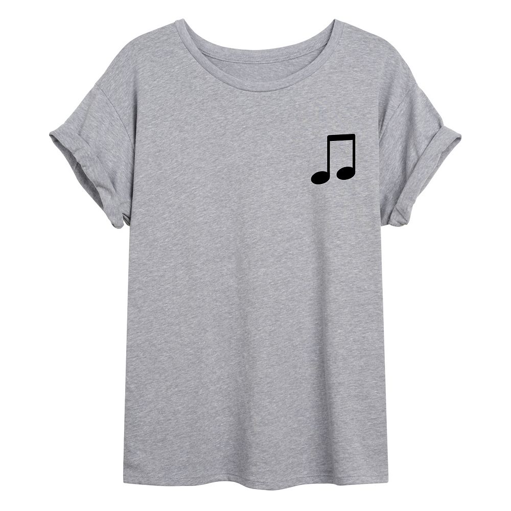 Juniors' Music Note Oversized Graphic Tee